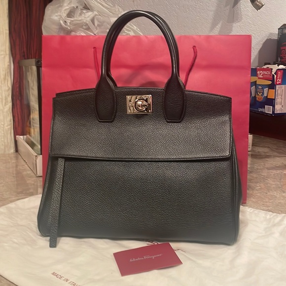 Salvatore Ferragamo | Bags | Ferragamo Studio Soft Bag L Black Height ...